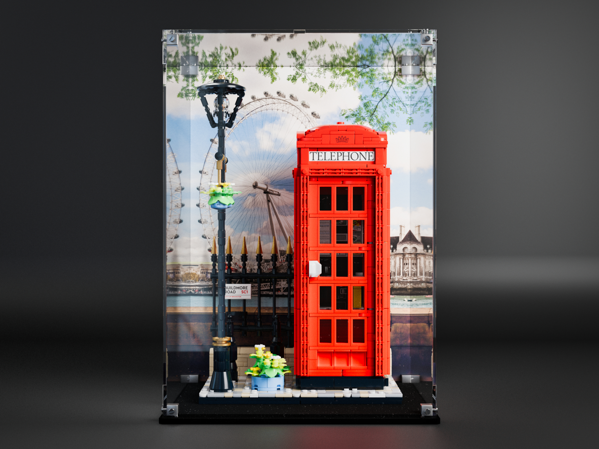 LEGO® Red London Telephone Box (21347) Display Case